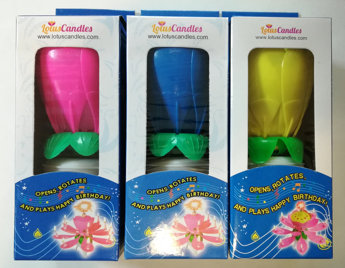 Lotus Candles Pink / Blue / Yellow 3-Pack – Lotus Candles®